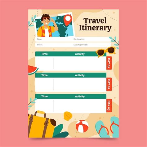 Plantilla de diseño de itinerario de viaje Vector Gratis