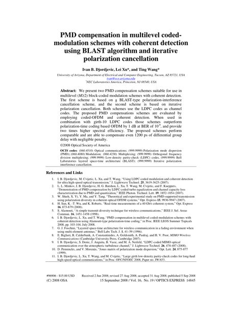 pdf pmd compensation in multilevel coded modulation schemes with coherent detection using
