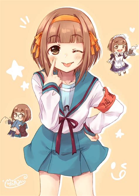 Suzumiya Haruhi Nagato Yuki Asahina Mikuru And Kitami Yuzu