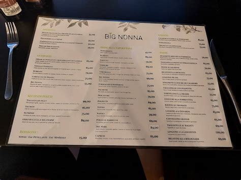 Menu At Big Nonna Restaurant Casablanca