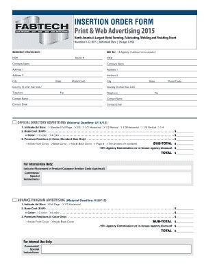 Fillable Online Insertion Order Form Fabtech Fax Email Print PdfFiller