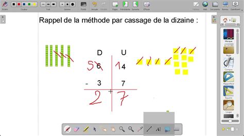 La soustraction posée CE1 méthode de cassage de la dizaine YouTube