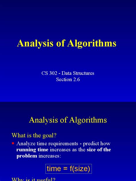 analysis of algorithms cs 302 data structures section 2 6 pdf algorithms theoretical