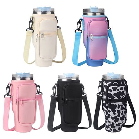 Adjustable Strap Neoprene 40oz Water Bottle Carrier Sleeve Pouch