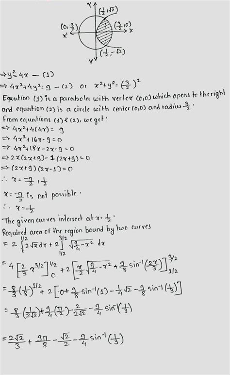 using integration find the area of the region bounded by the parabola y 2 4x and the circle 4