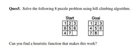 solved ques5 solve the following 8 puzzle problem using