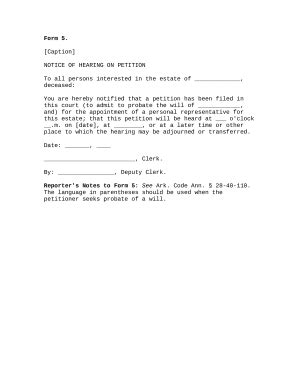 Arkansas Notice Hearing Doc Template Pdffiller