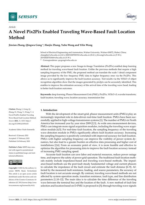pdf a novel pix2pix enabled traveling wave based fault location method