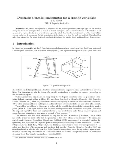 pdf designing a parallel manipulator for a specific workspace jean pierre merlet