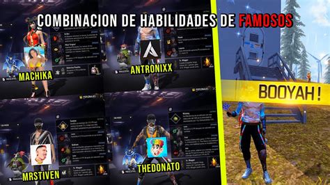 LAS MEJORES COMBINACIONES DE HABILIDADES DE FAMOSOS YOUTUBERS DE FREE