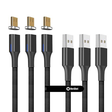NetDot Gen10 Micro USB Nylon Braided Magnetic Fast Charging Cable With