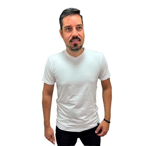 Camiseta Masculina Branca Assinatura 1Hundred Gola V