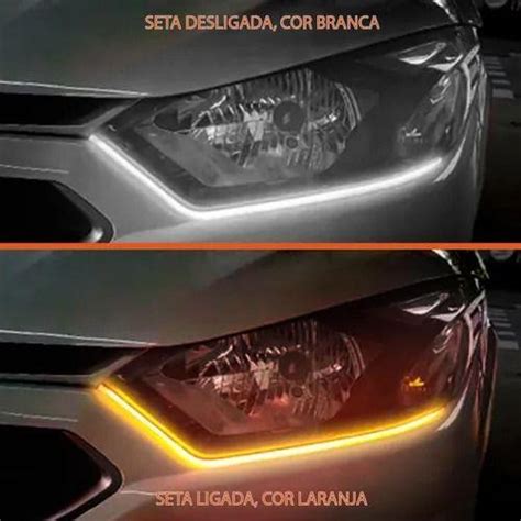 Fita Barra Led 60 Cm 12v Flexível Farol Drl Seta Sequencial Efeito