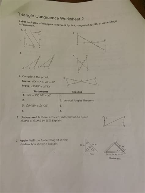 solved label each pair of triangles congruent by sas