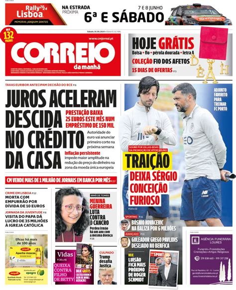 Capa Correio Da Manh Junho Capasjornais Pt