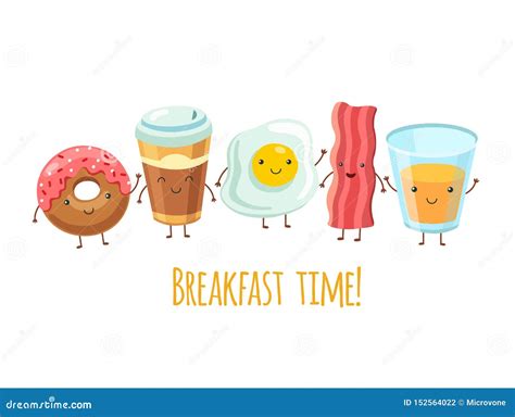 Set Of Breakfast Characters Vector Cute Cartoons Cartoondealer