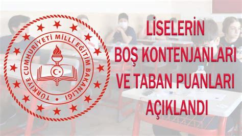 LİSELERİN BOŞ KONTENJANLARI VE TABAN PUANLARI AÇIKLANDI