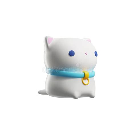 3d Representando Lindo Blanco Gatito Pussycat Personaje Infantil Volumétrico Dibujos Animados