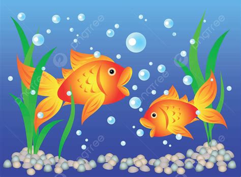 Pez Dorado En El Acuario Dibujos Animados Mar Nadar Vector PNG