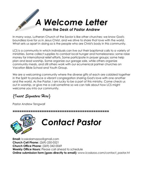 Church Letter To Visitors