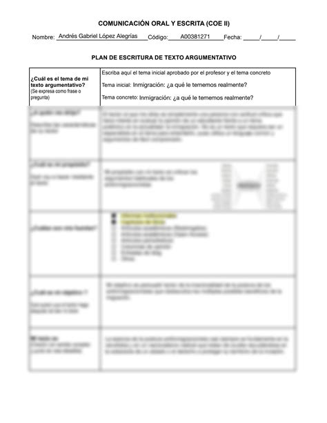 SOLUTION Plan De Escritura De Texto Argumentativo Studypool