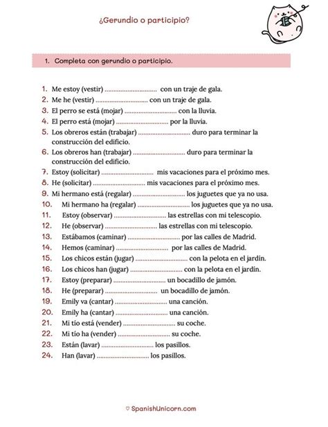 Gerundio O Participio Ejercicios De Espa Ol Recursos De