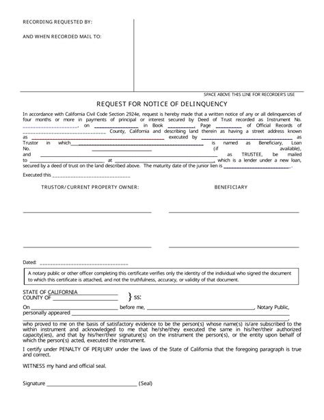 California Request For Notice Of Delinquency Form Fill Out Sign
