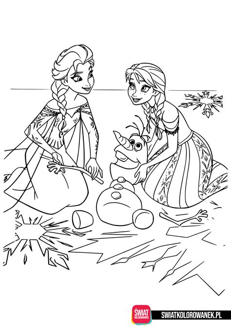 Kolorowanka Frozen Anna Elsa I Olaf Darmowe Kolorowanki Do Druku