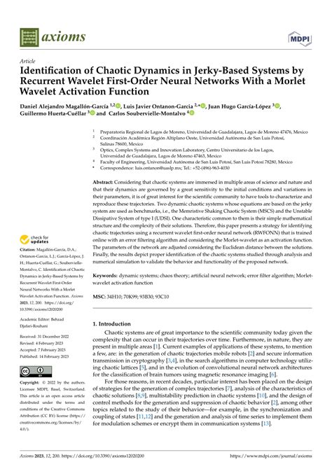 pdf identification of chaotic dynamics in jerky based systems by recurrent wavelet first order