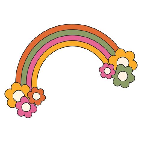 Groovy 70s Sticker Rainbow Y2k Groovy Cartoon Style 70s 80s Retro