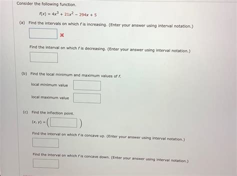 solved consider the following function f x 4x3 21x2−294x 5