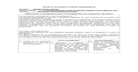 Diferencias y semejanzas entre Evaluación e Investigación PDF Document