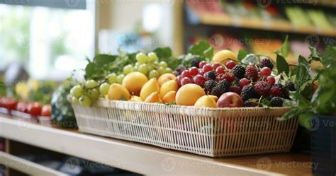 Vibrant Fruits Nestled In Supermarket Baskets Generative AI 33661852