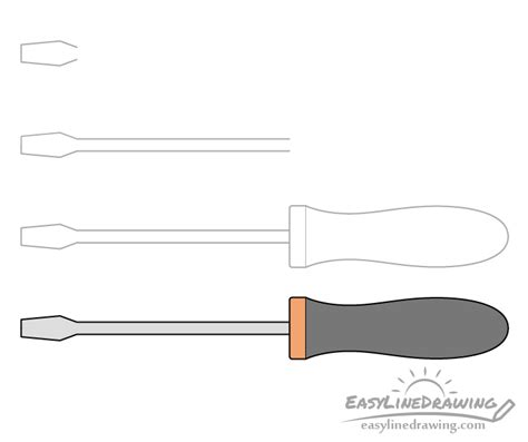 How To Draw A Screwdriver Step By Step Easylinedrawing