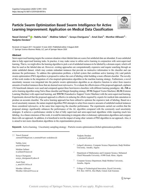 particle swarm optimization based swarm intelligence for active learning improvement