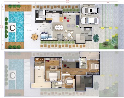 Planta de sobrado 3 suítes Projetos de Casas Modelos de Casas e