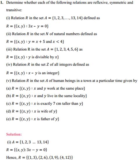 ncert solutions for class 12 maths chapter 1 relations and functions ex 1 1