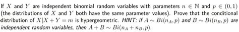 solved if x and y are independent binomial random variables