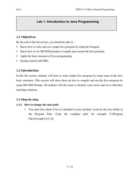 lab 01 pdf java programming language c programming language