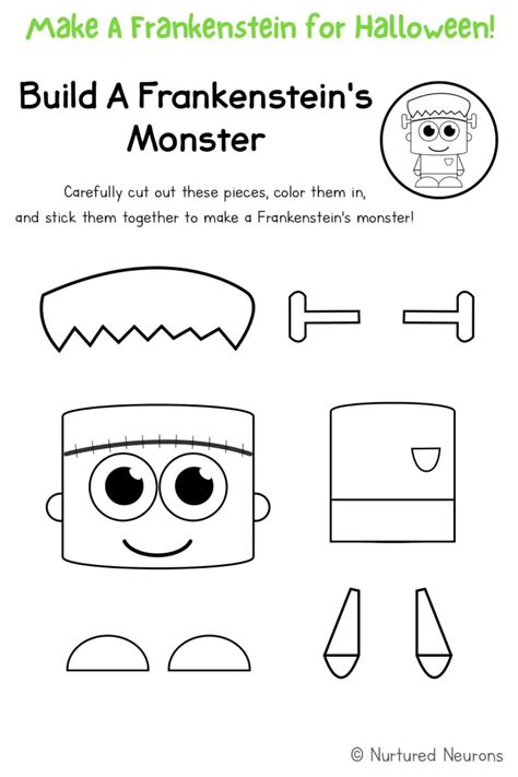 Build A Frankenstein Craft Monstrous Halloween Printable Artofit
