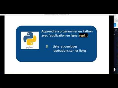 Python Listes Et Quelques Op Rations Sur Les Listes Youtube