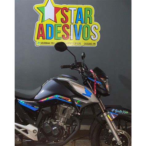 Kit de adesivos titan 160 2022 Holográfico e azul refletivo Shopee Brasil
