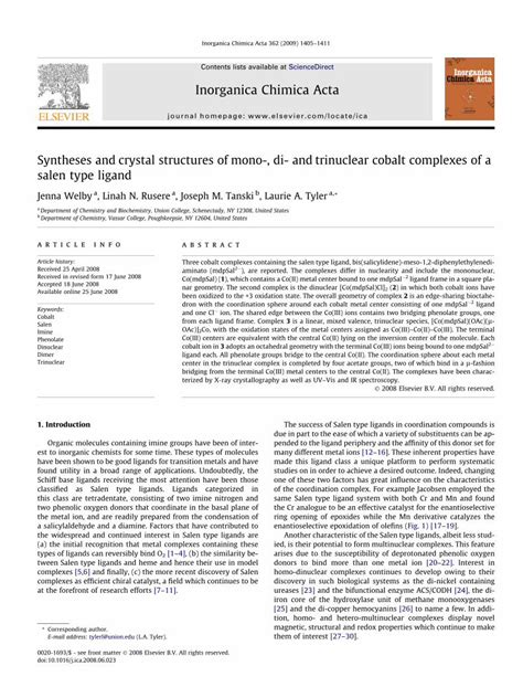 PDF Syntheses And Crystal Structures Of Mono Di And Trinuclear