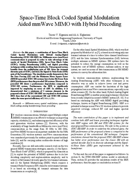 space time block coded spatial modulation aided mmwave mimo with hybrid precoding pdf mimo