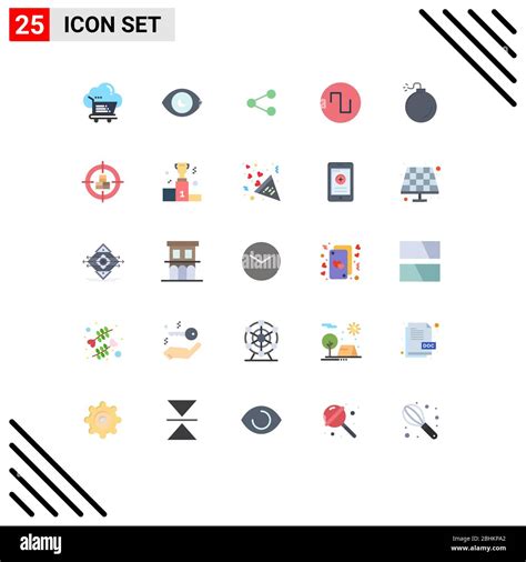 Conjunto De Pictogramas De 25 Colores Planos Simples De Explosivos