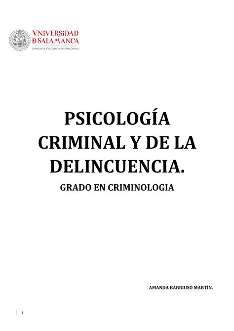 Tema Y Temas Y Psicolog A Criminal Y De La Delincuencia