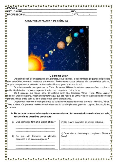 Atividades Sistema Solar 9 Ano Image To U