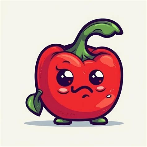 Una ilustración de dibujos animados de un pimiento rojo Foto Premium