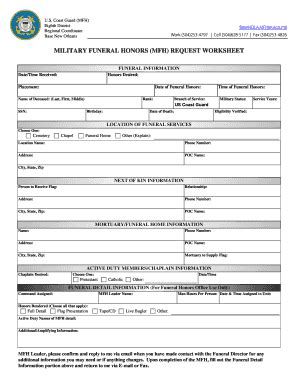 Fillable Online Uscg Military Funeral Honors Request FormDesignpdf Fax