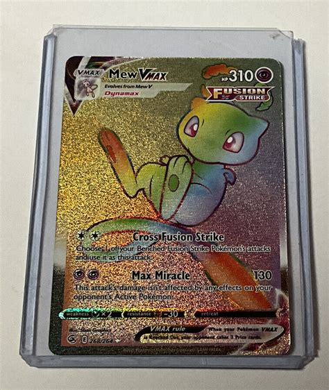 Mew VMAX Rainbow Secret Rare Fusion Strike Pokémon Card Values MAVIN